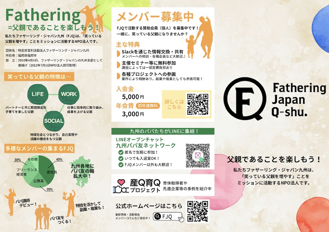 FJQの新しいリーフレットを制作しました | 《FJQ》ファザーリング・ジャパン九州公式サイト